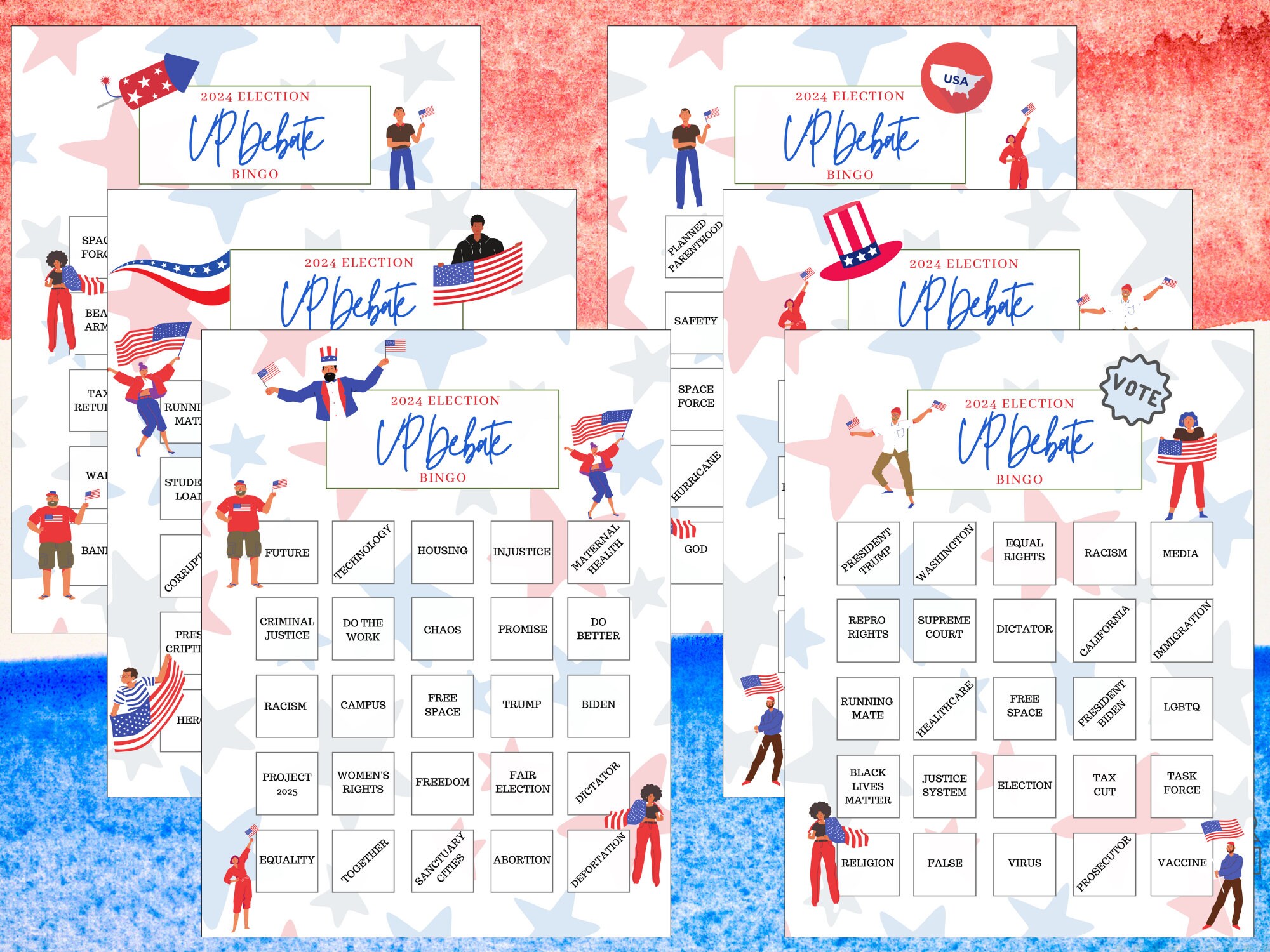 2024 Vice Presidential Debate Printable BINGO Pack of 6 | Election ...