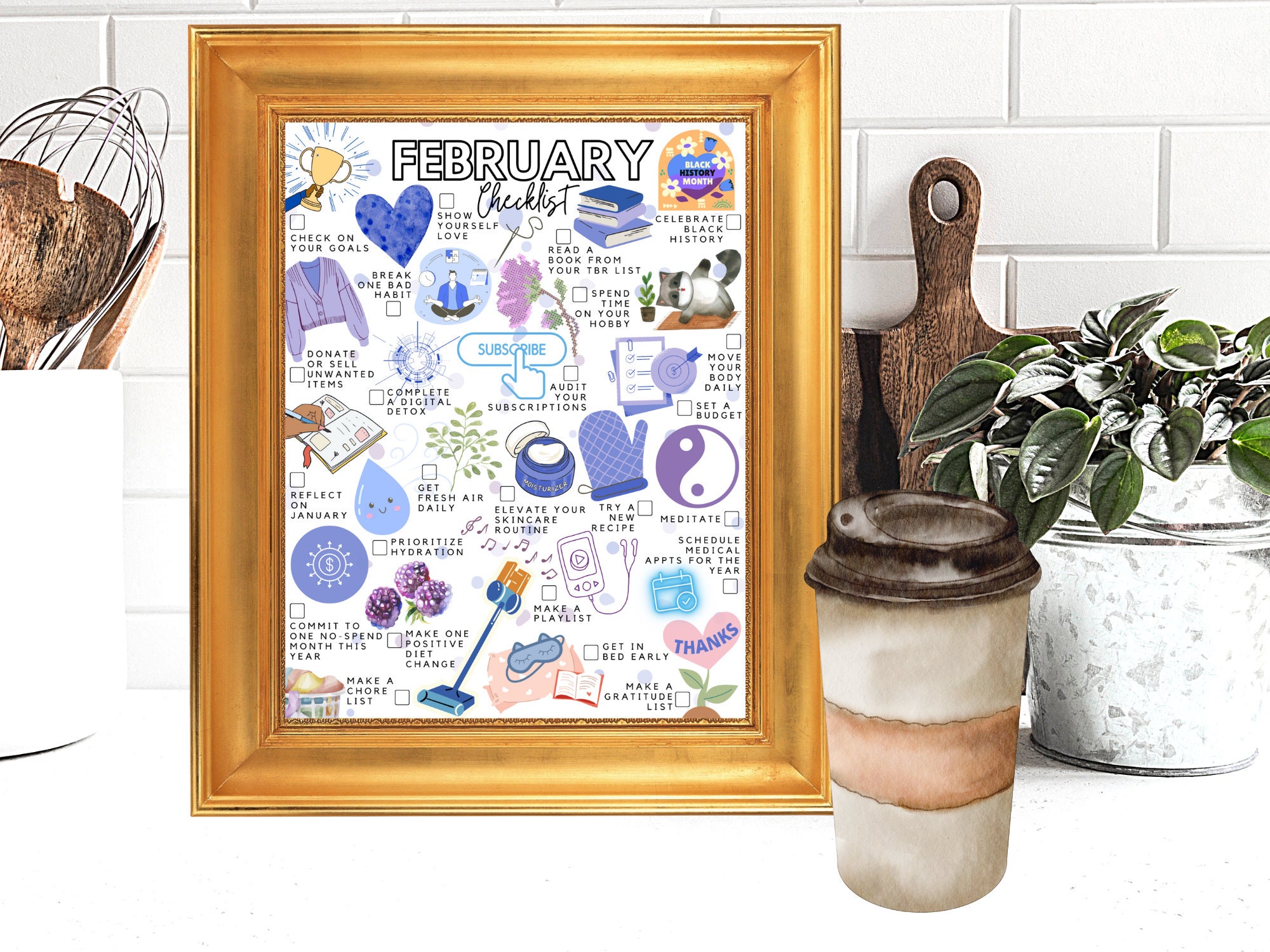 Printable February Checklist February Bucket List - Etsy