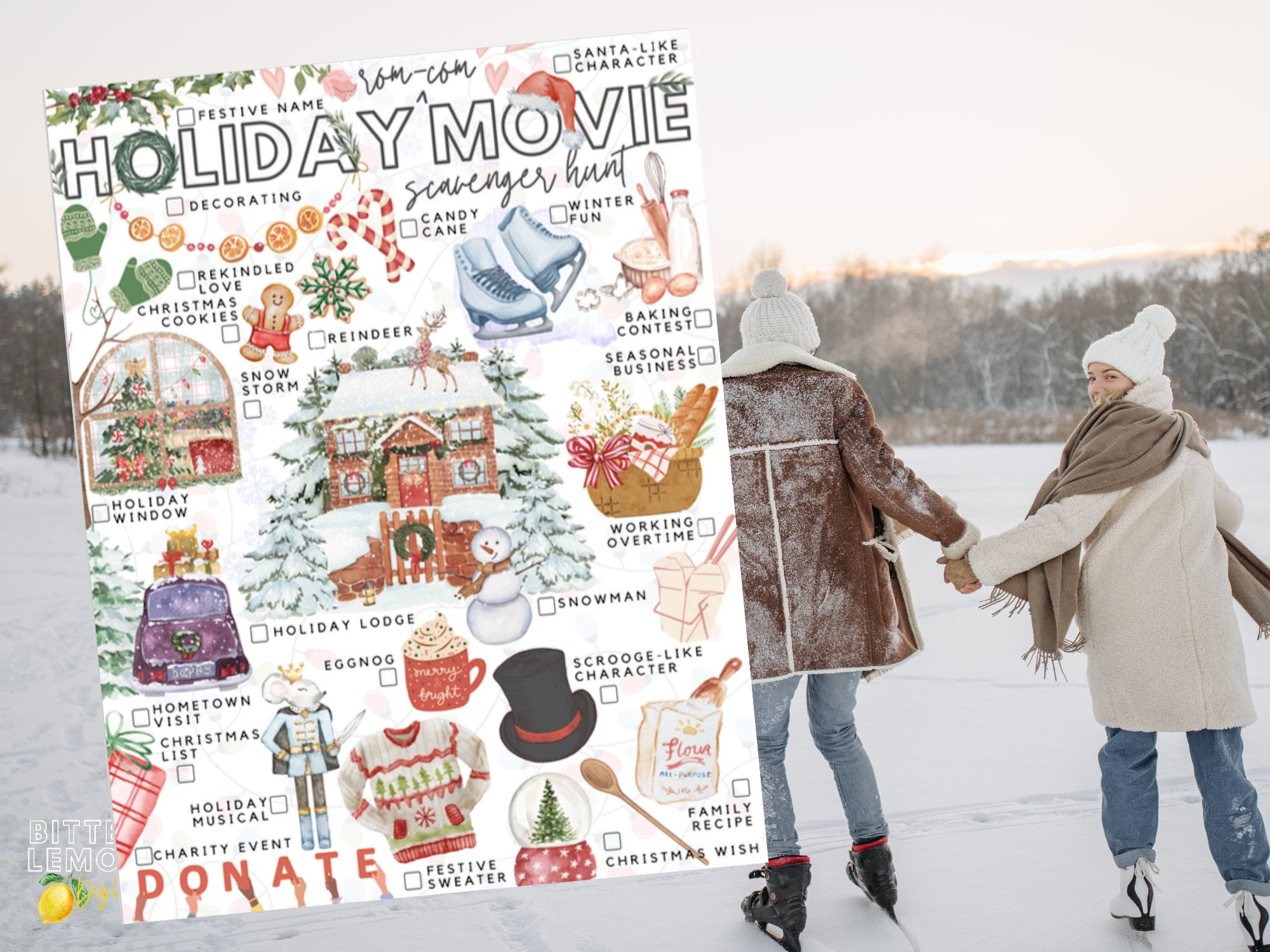 Printable Holiday Movie Scavenger Hunt | Christmas Rom-com Movie ...