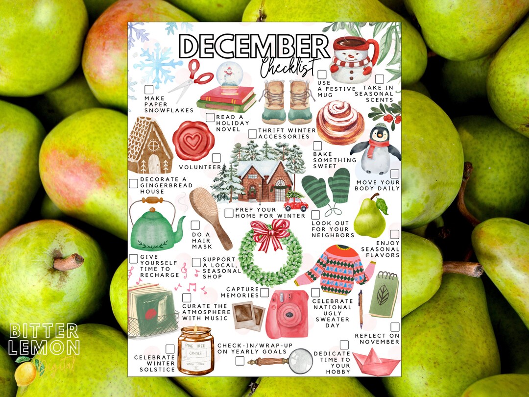 Printable December Checklist | December Bucket List - Etsy