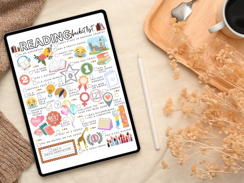Printable Reading Bucket List: Book Challenge (PDF Download) - Etsy