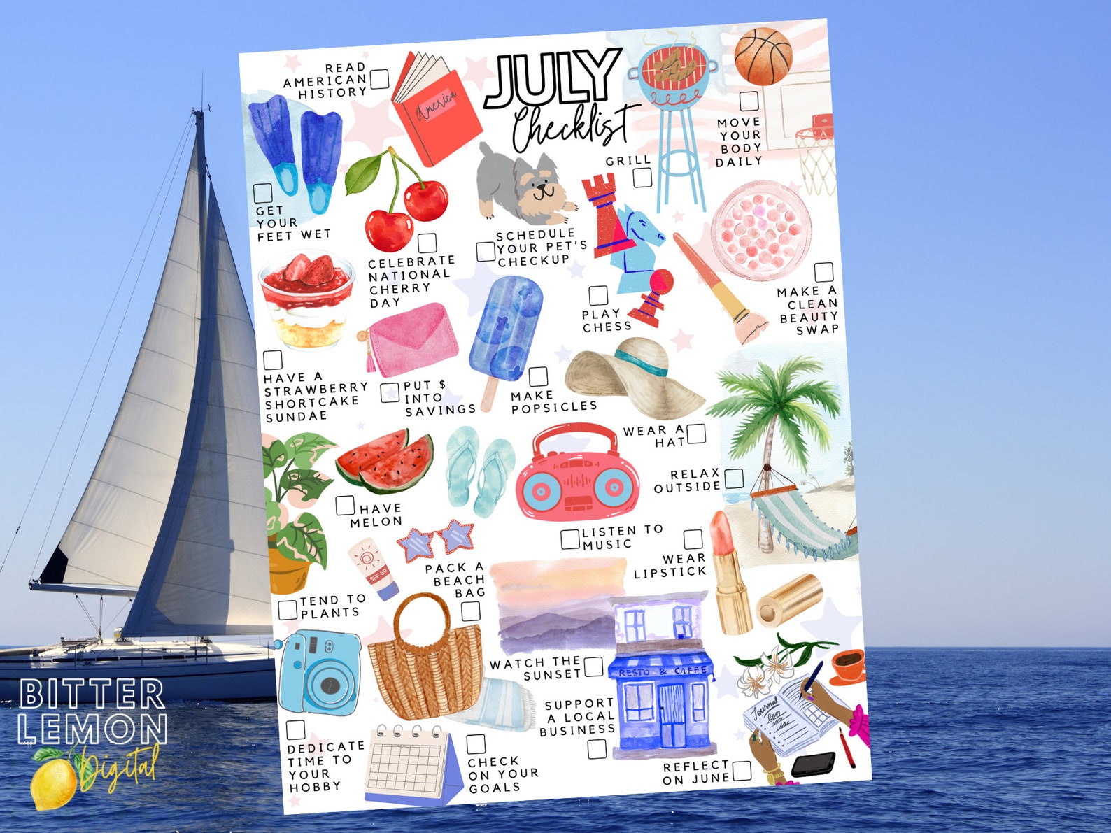 Printable July Checklist | July Bucket List - Etsy