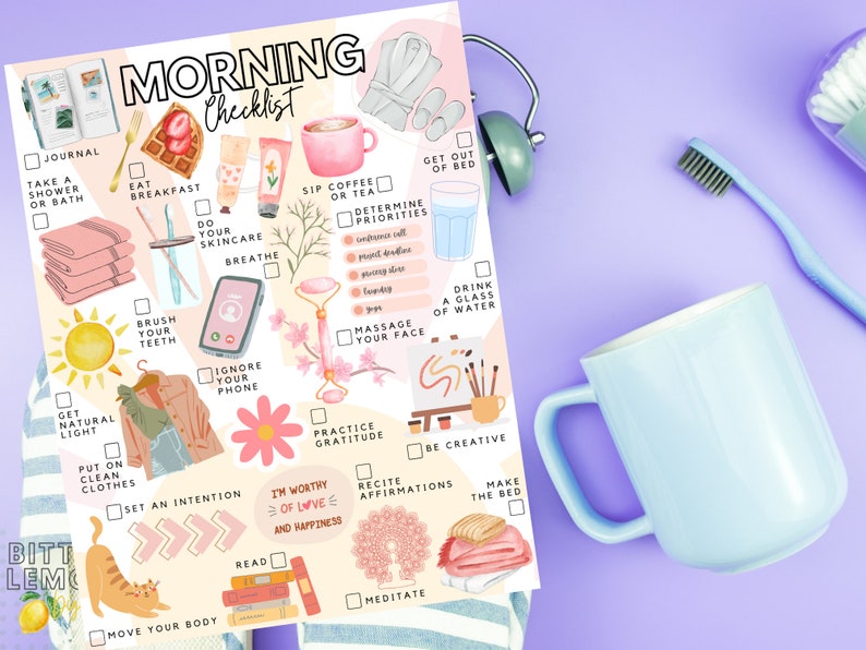 Printable Morning Checklist Morning Routine To-do List - Etsy