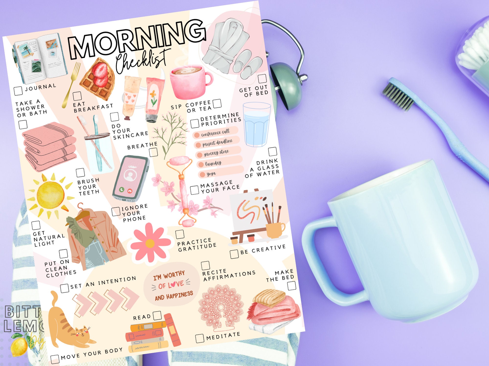 Printable Morning Checklist Morning Routine To-do List - Etsy
