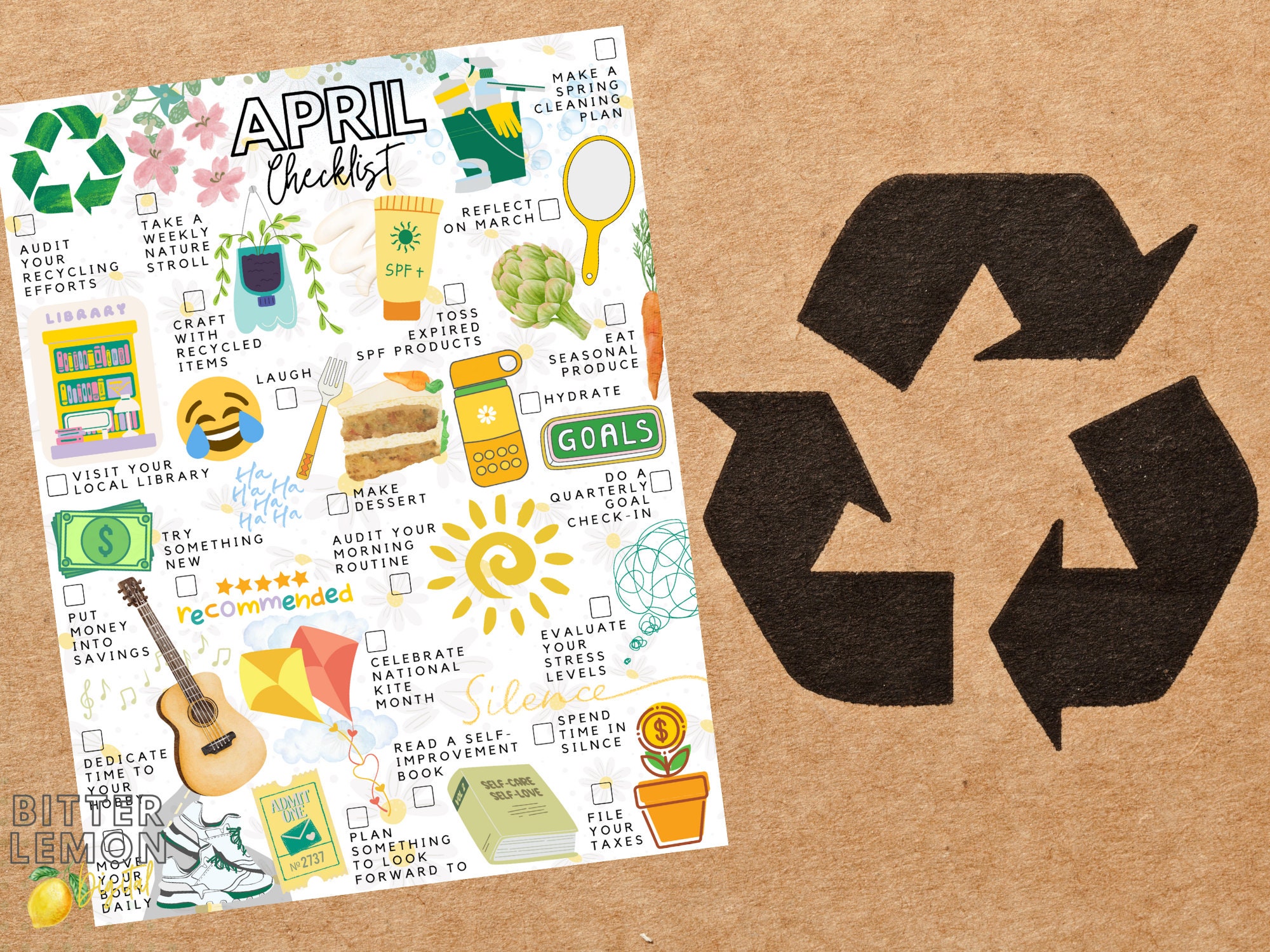 Printable April Checklist April Bucket List - Etsy