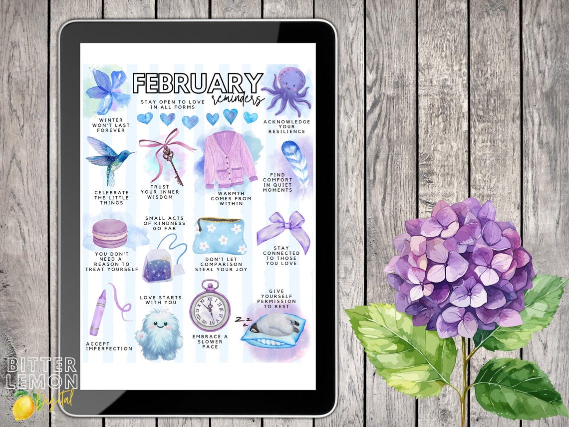 Printable February Reminders List | February Affirmations - Etsy