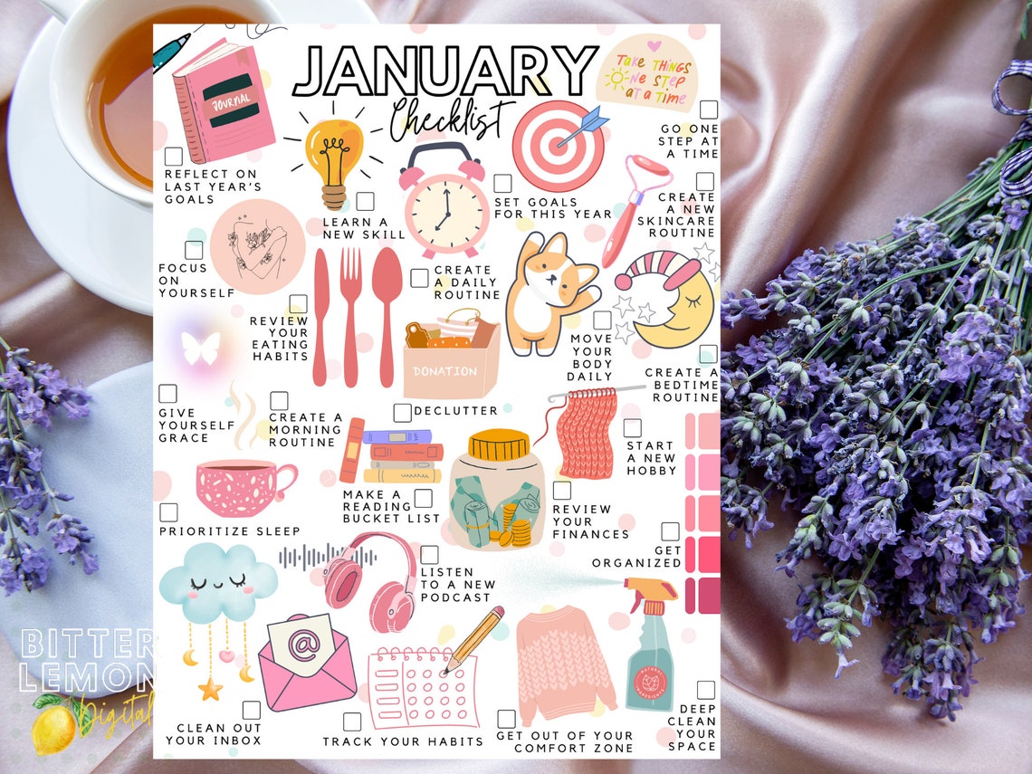Printable January Checklist | January Bucket List - Etsy