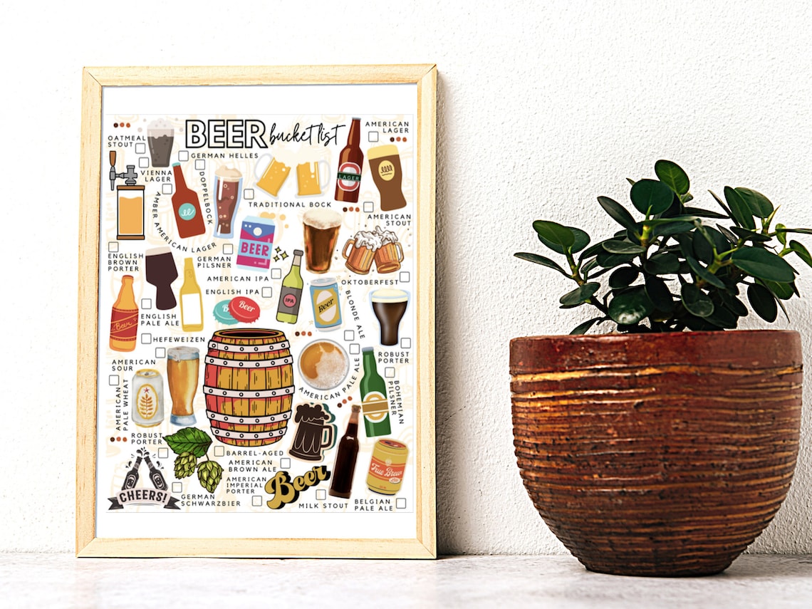 Printable Beer Bucket List Beer Lover's To-drink List Types of Beer - Etsy