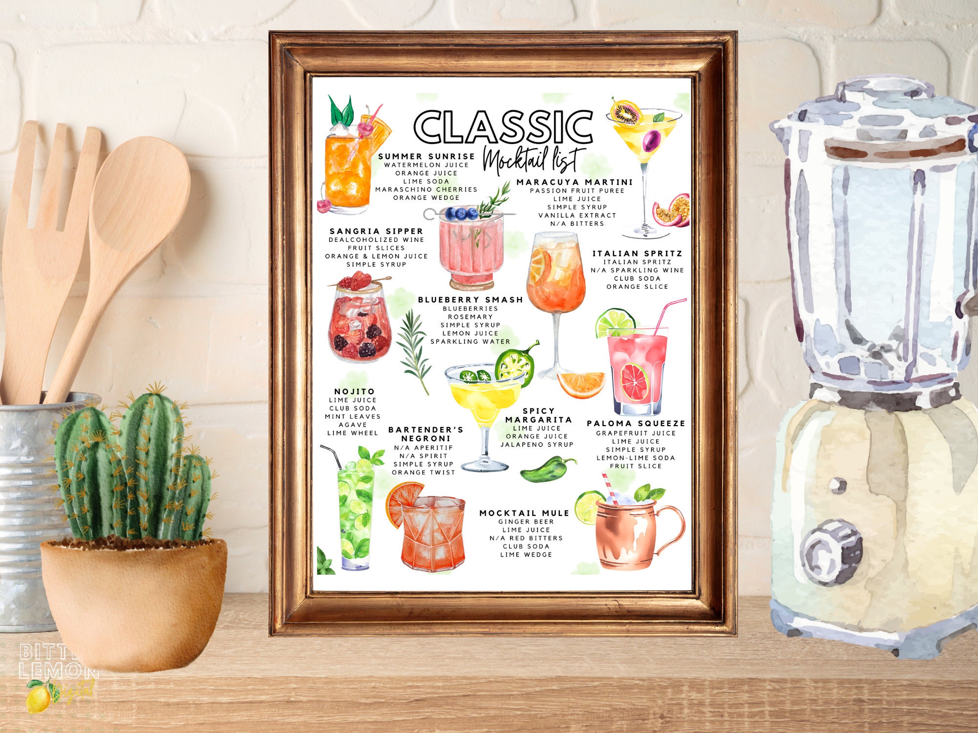 Printable Classic Mocktail List Flavorful Non-alcoholic Drink Recipes ...