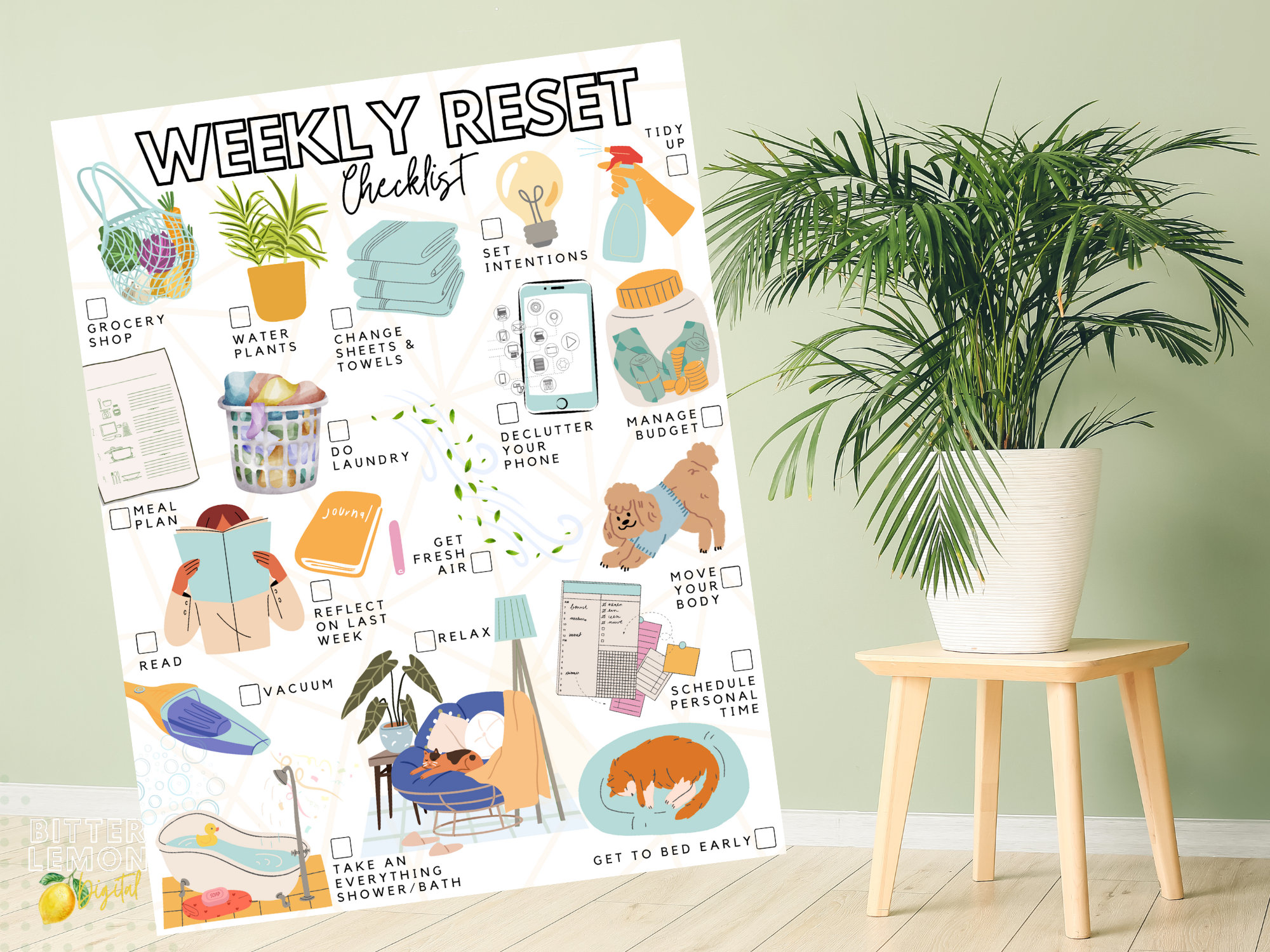 Printable Weekly Reset Checklist Weekly Routine To-do List - Etsy