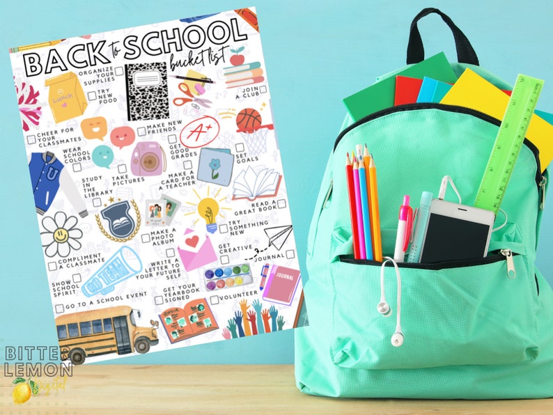 Printable Back-to-school Bucket List New School Year - Etsy