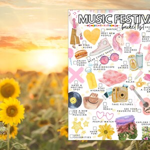 Printable Music Festival Bucket List | Music Festival Checklist - Etsy