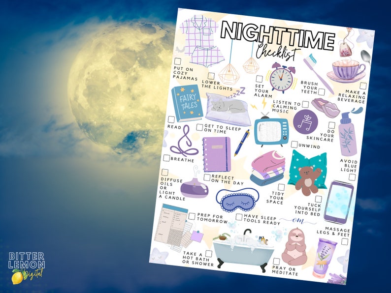Printable Nighttime Checklist | Bedtime Routine To-do List - Etsy
