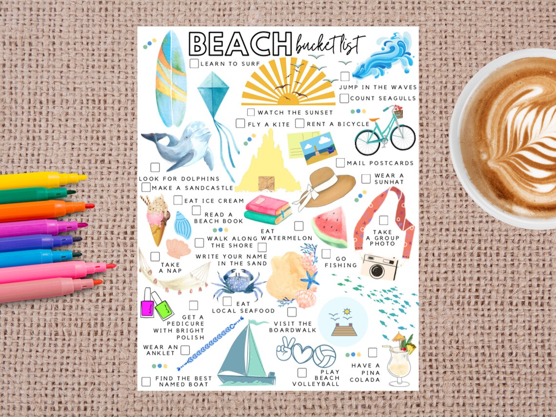Printable Beach Bucket List Beach To-do List - Etsy