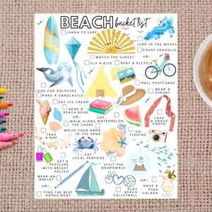 Printable Beach Bucket List | Beach To-do List - Etsy