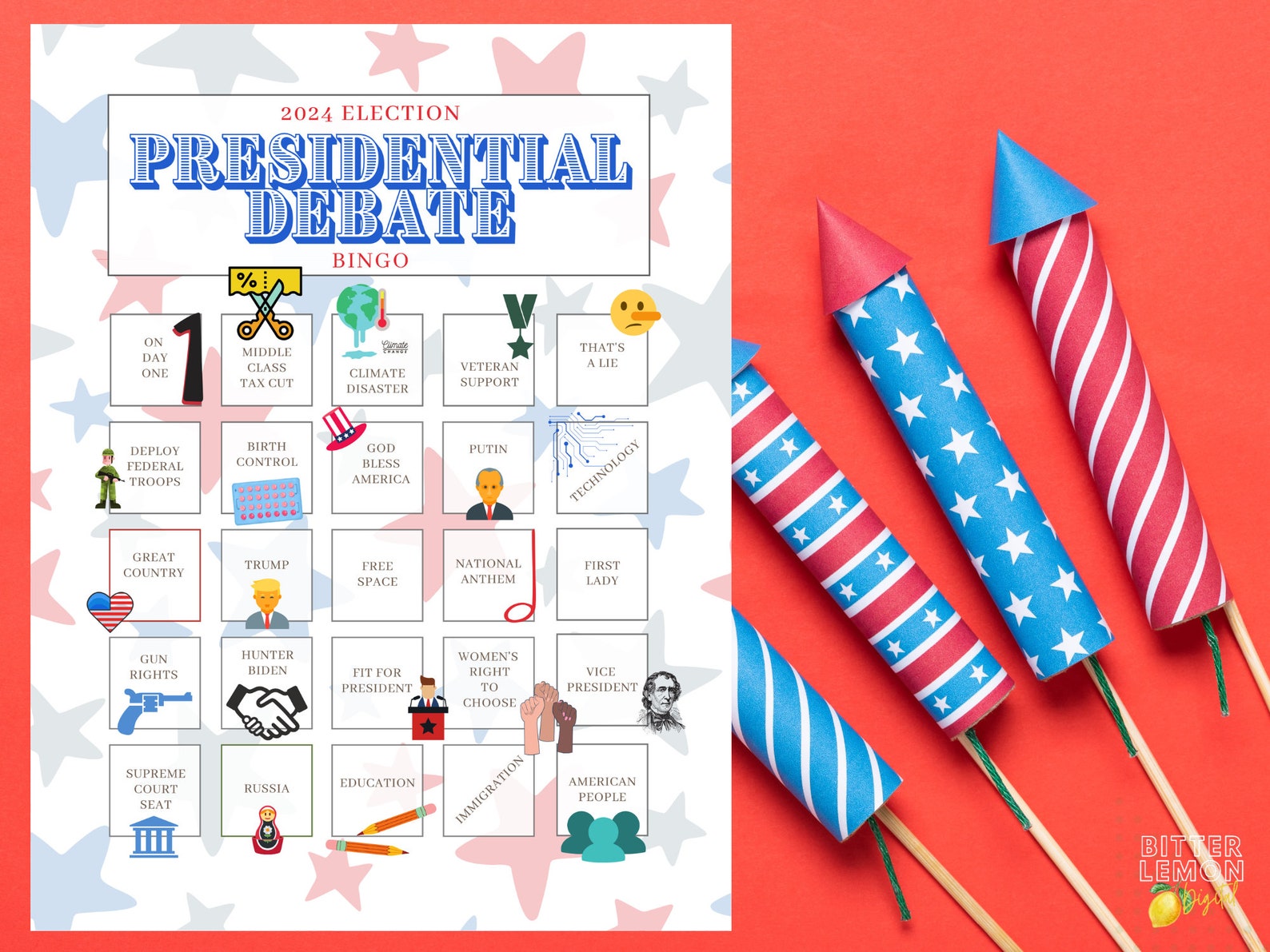 2024 Presidential Debate Printable BINGO Pack of 6 | Election Debate ...