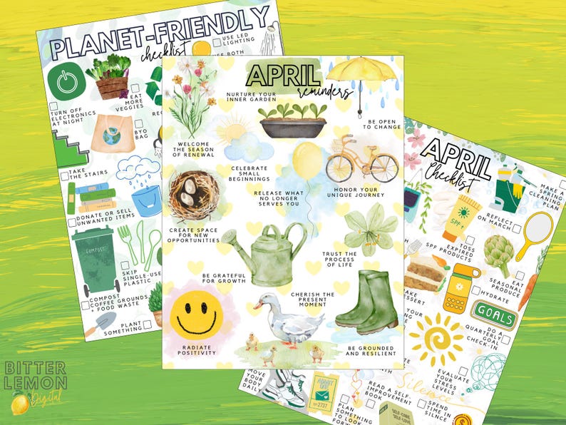 Printable April Checklist Value Pack: Reminders & Bucket List (PDF) - Etsy