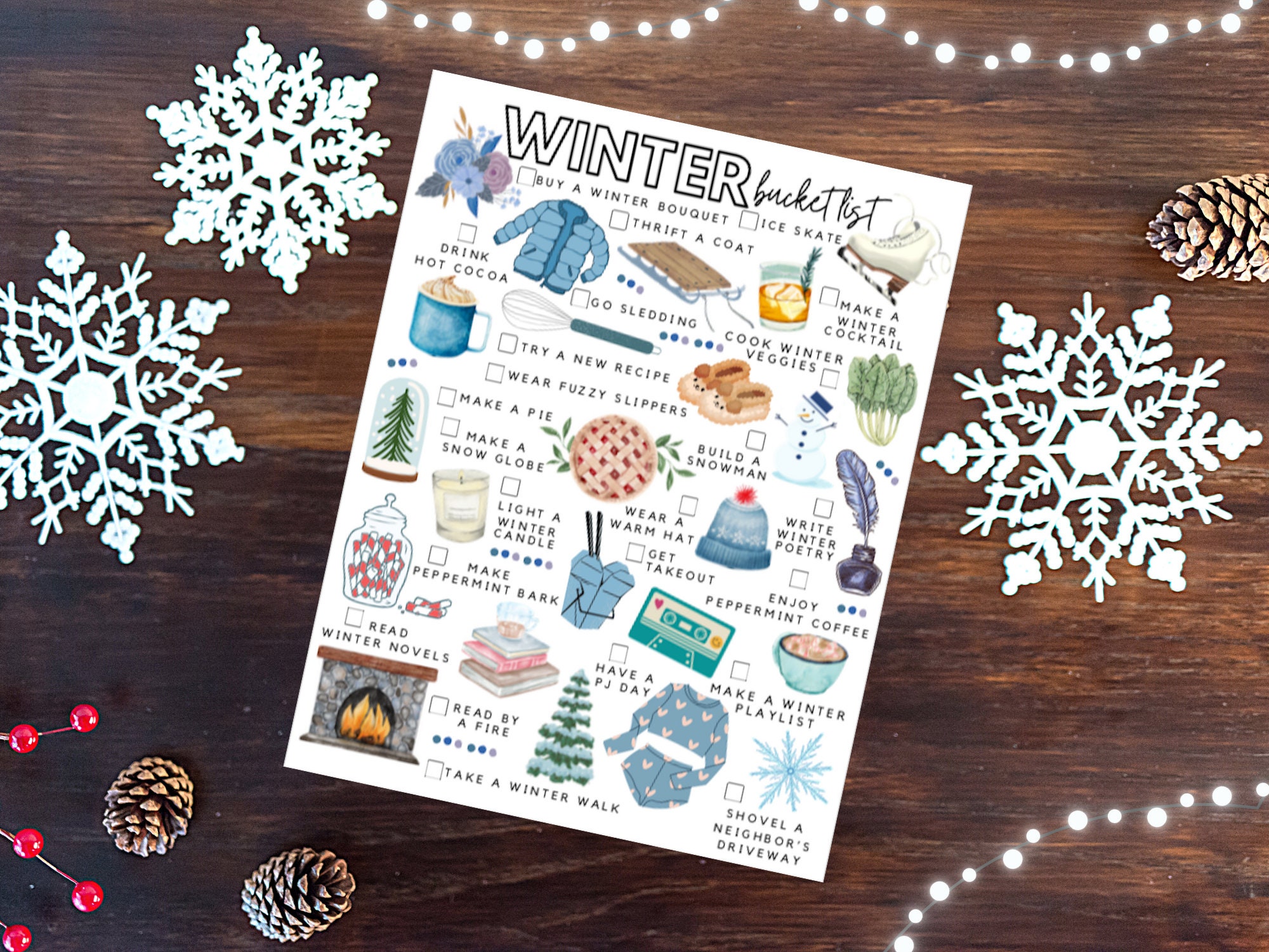 Printable Winter Bucket List: Seasonal Activities (PDF) - Etsy