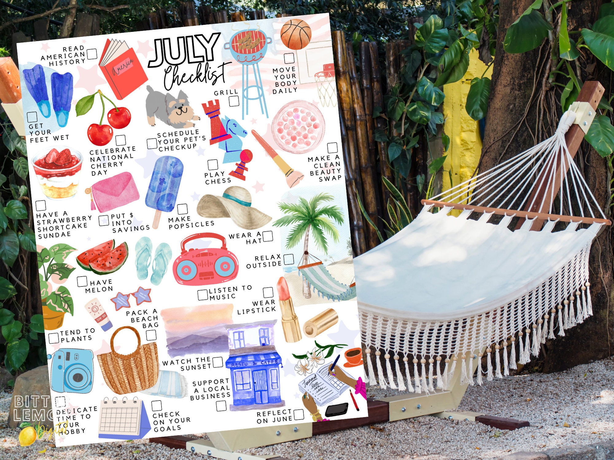 Printable July Checklist July Bucket List - Etsy