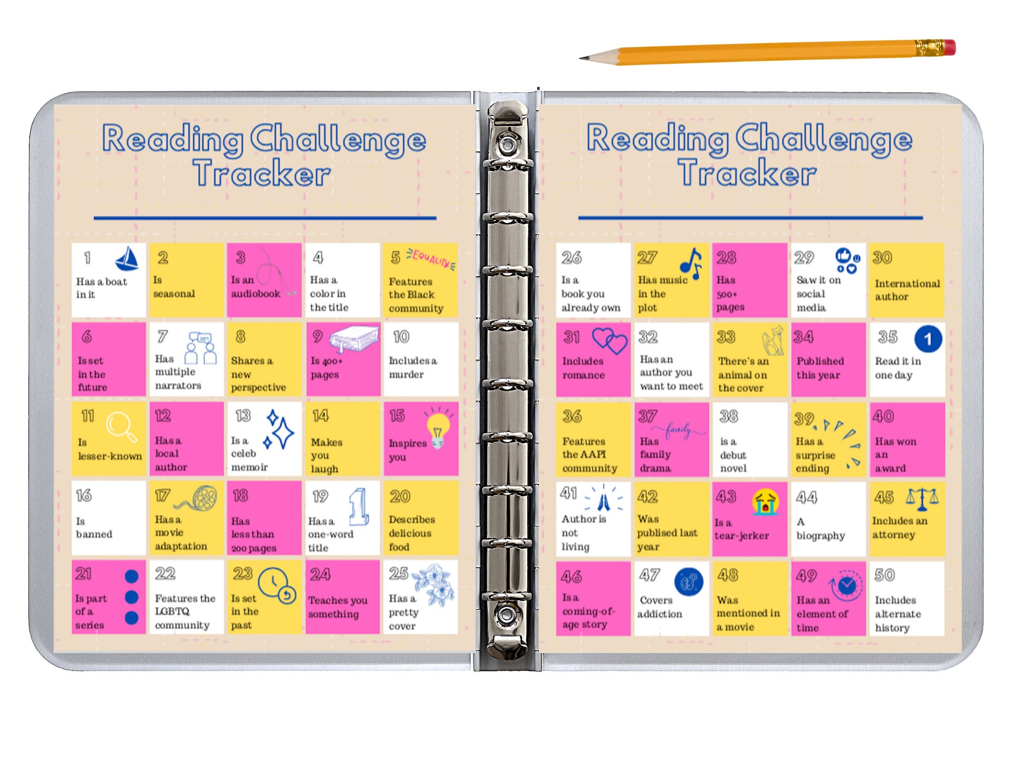 Printable Reading Challenge Tracker 50 Books - Etsy