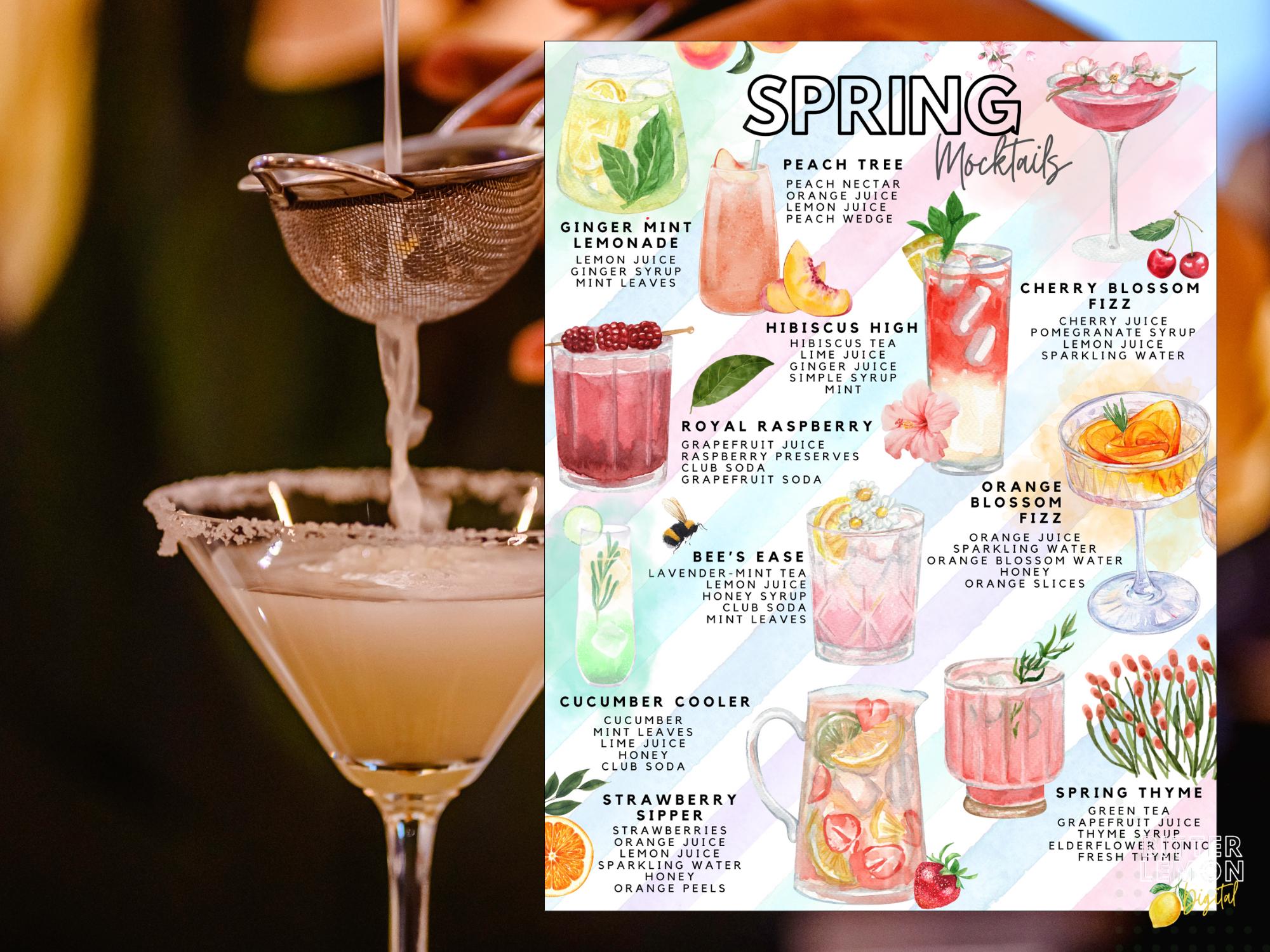 Printable Spring Mocktails List | Non Alcoholic Seasonal Drink Recipes ...