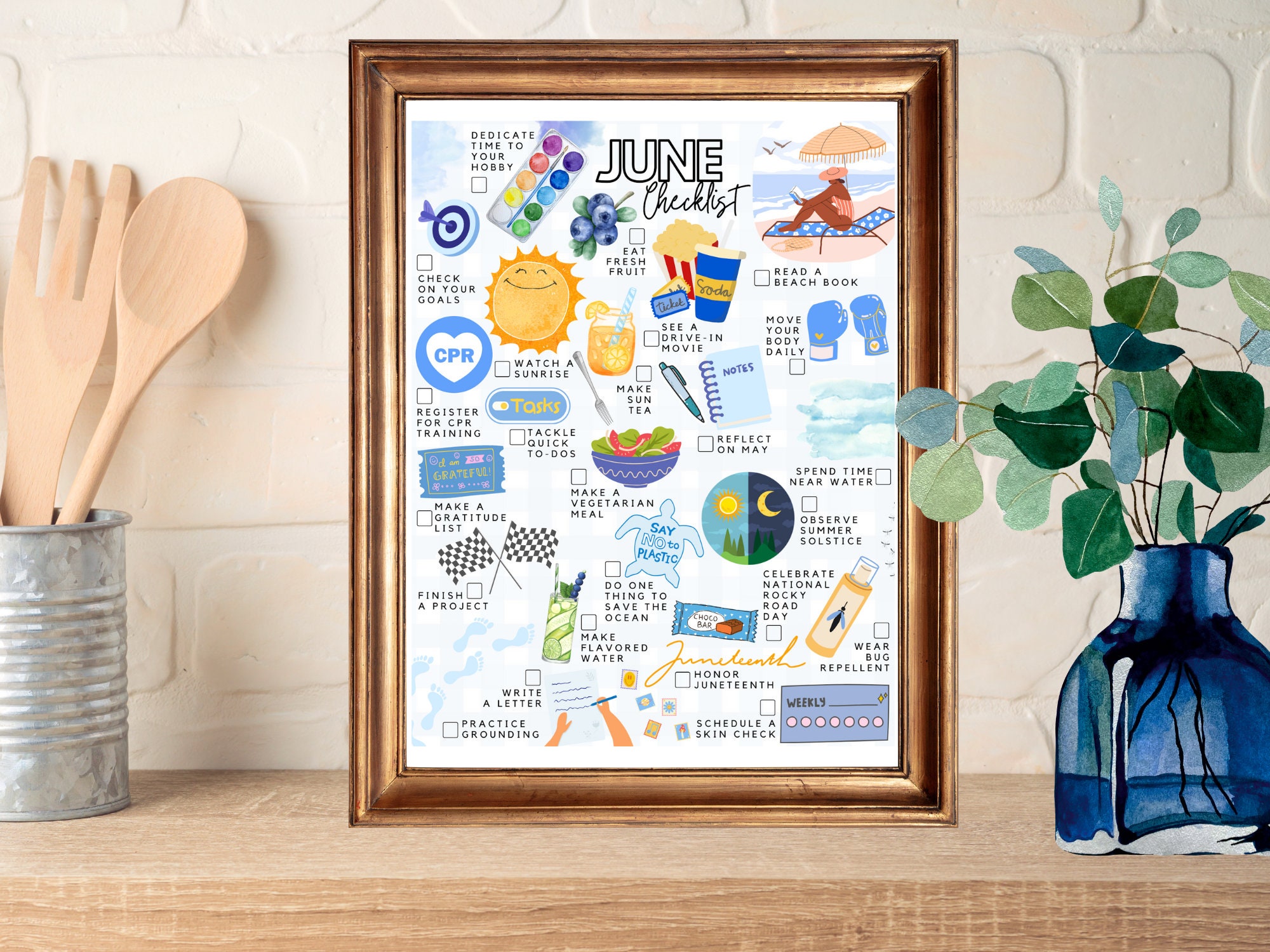Printable June Checklist June Bucket List - Etsy