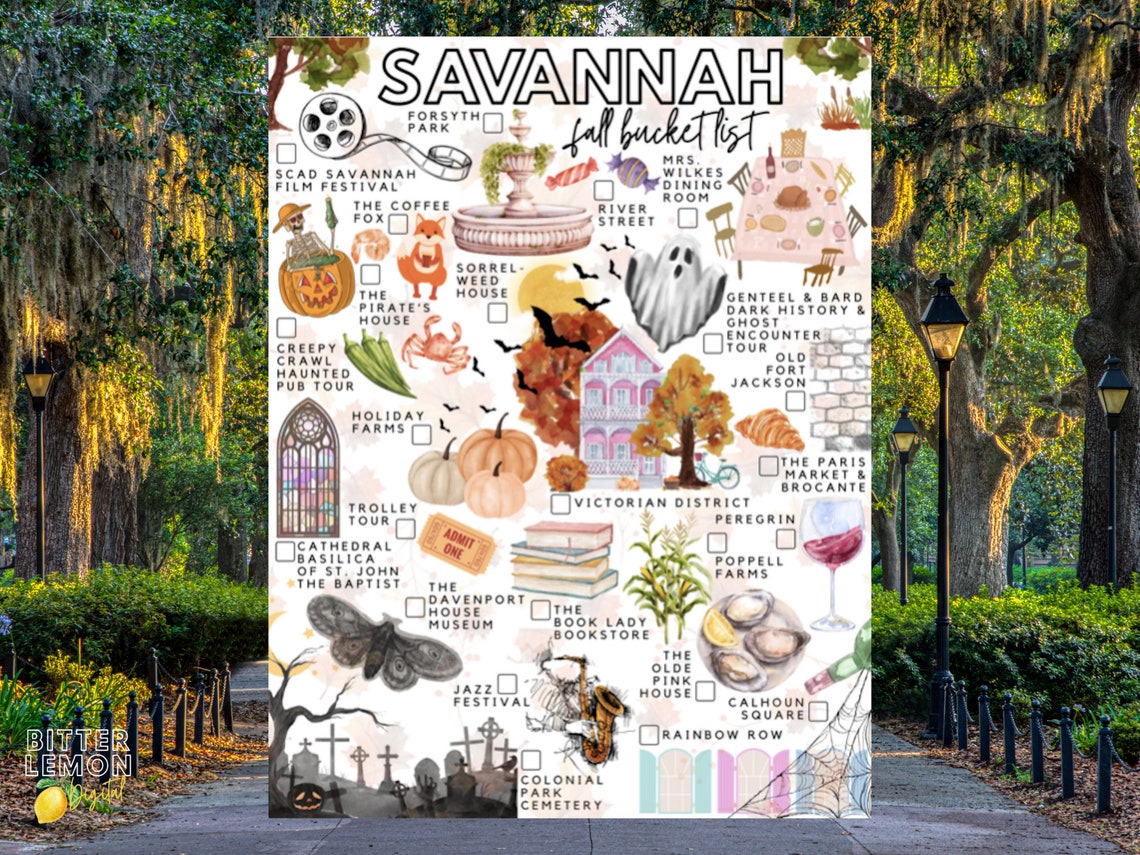 Savannah Georgia Fall Bucket List Printable (PDF) - Etsy