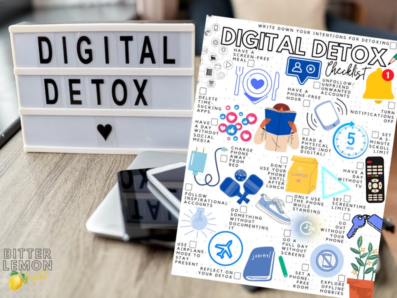 Printable Digital Detox Checklist Social Media Detox To-do List - Etsy