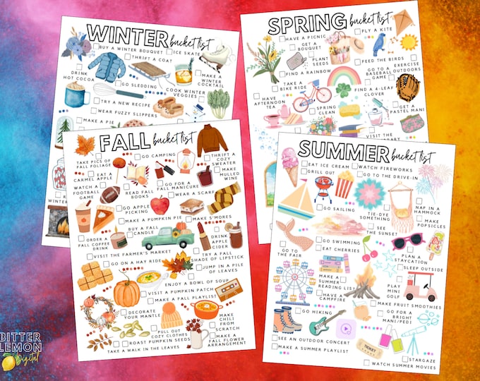 Seasonal Bucket List Printable Bundle | Holiday Planner | Winter ...