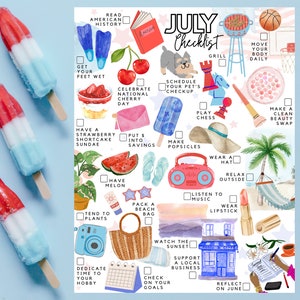 Printable July Checklist | July Bucket List - Etsy