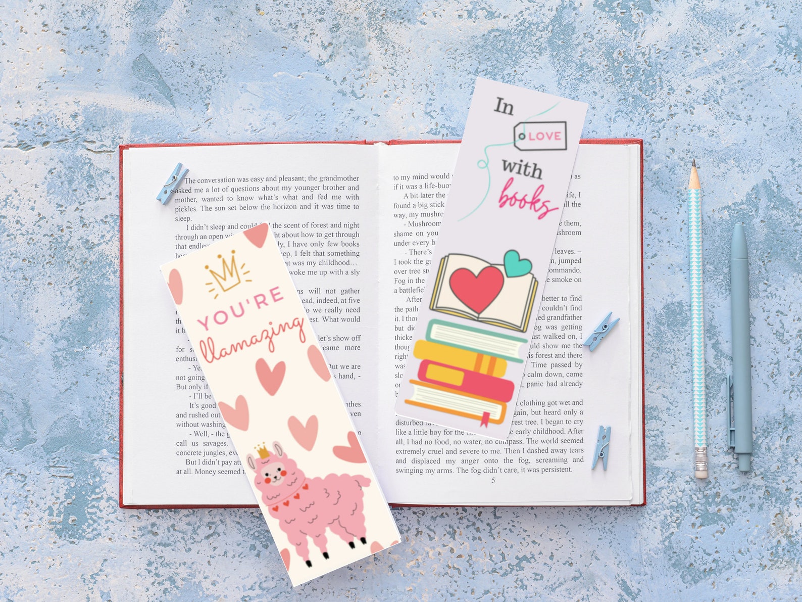 Printable Bookmark Set of 6 Valentine's Day | Etsy