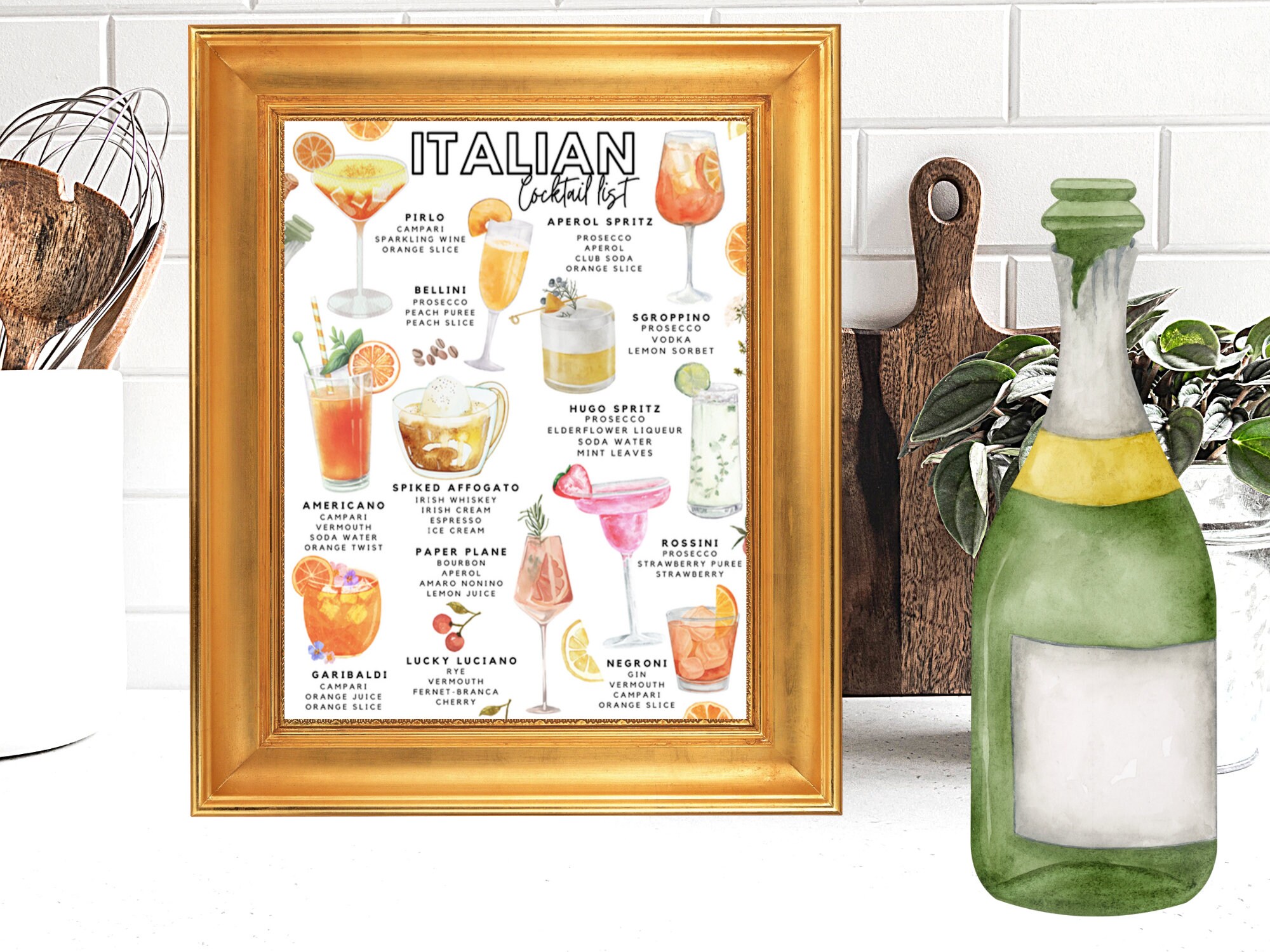 Italian Cocktail Recipes Printable, Classic Drink Guide, Aperol Spritz ...