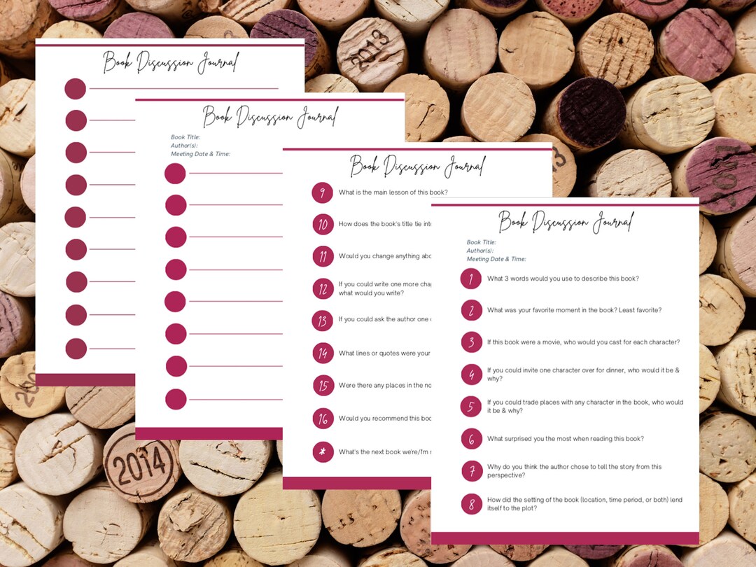 Book Club Discussion Journal Printable | Merlot Dot - Etsy