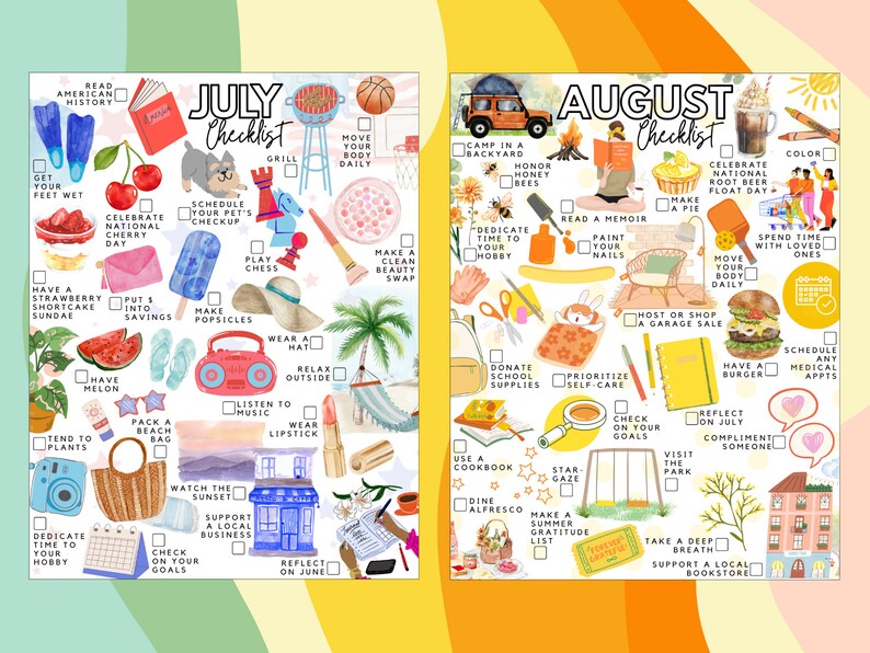 Printable Monthly Checklists Set of 12 | Annual Monthly Value Pack - Etsy