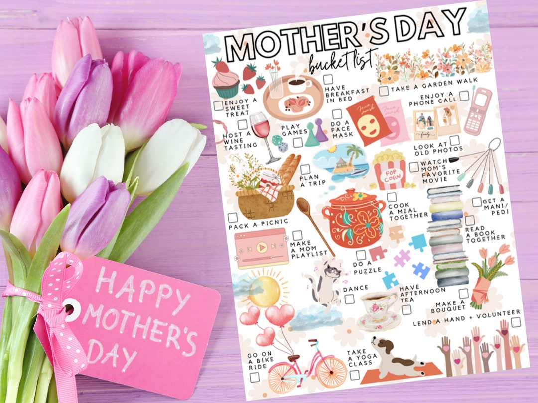 Printable Mother's Day Bucket List | Mother's Day To-do List - Etsy