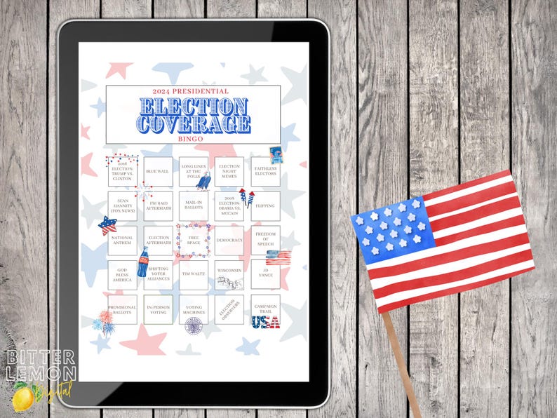 2024 Presidential Election Coverage Printable BINGO Pack of 20 ...