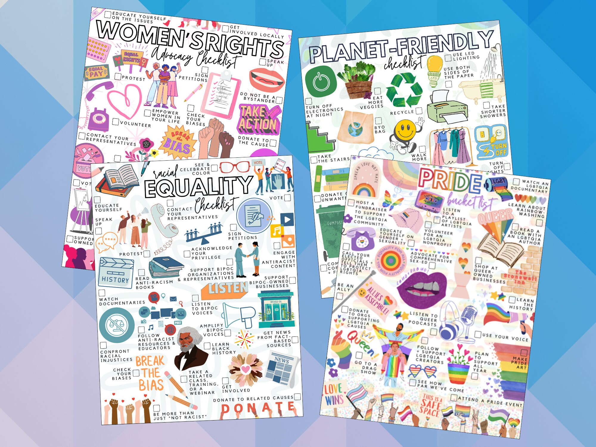Printable Ally Checklist Value Pack Social Justice Advocate Bucket ...