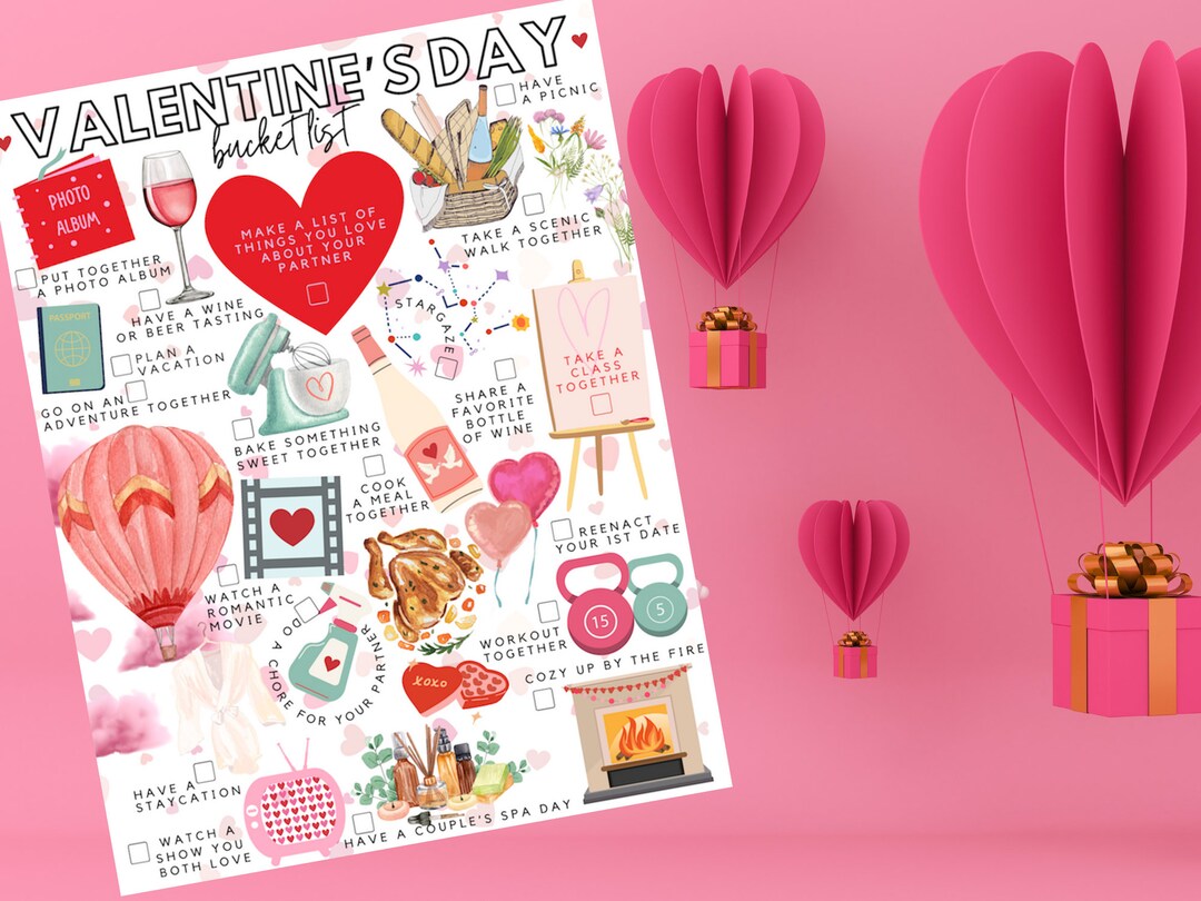 Printable Valentine's Day Bucket List | Valentine's Day To-do List - Etsy
