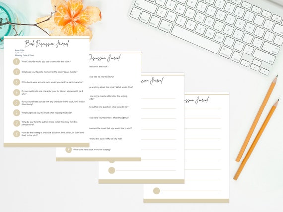 Book Club Discussion Journal Printable Tan Dots - Etsy