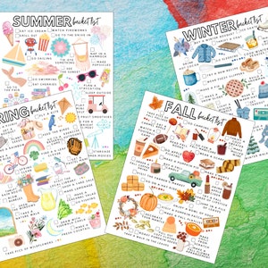 Printable Seasonal Bucket List Value Pack of 4 | Seasonal To-do Lists ...