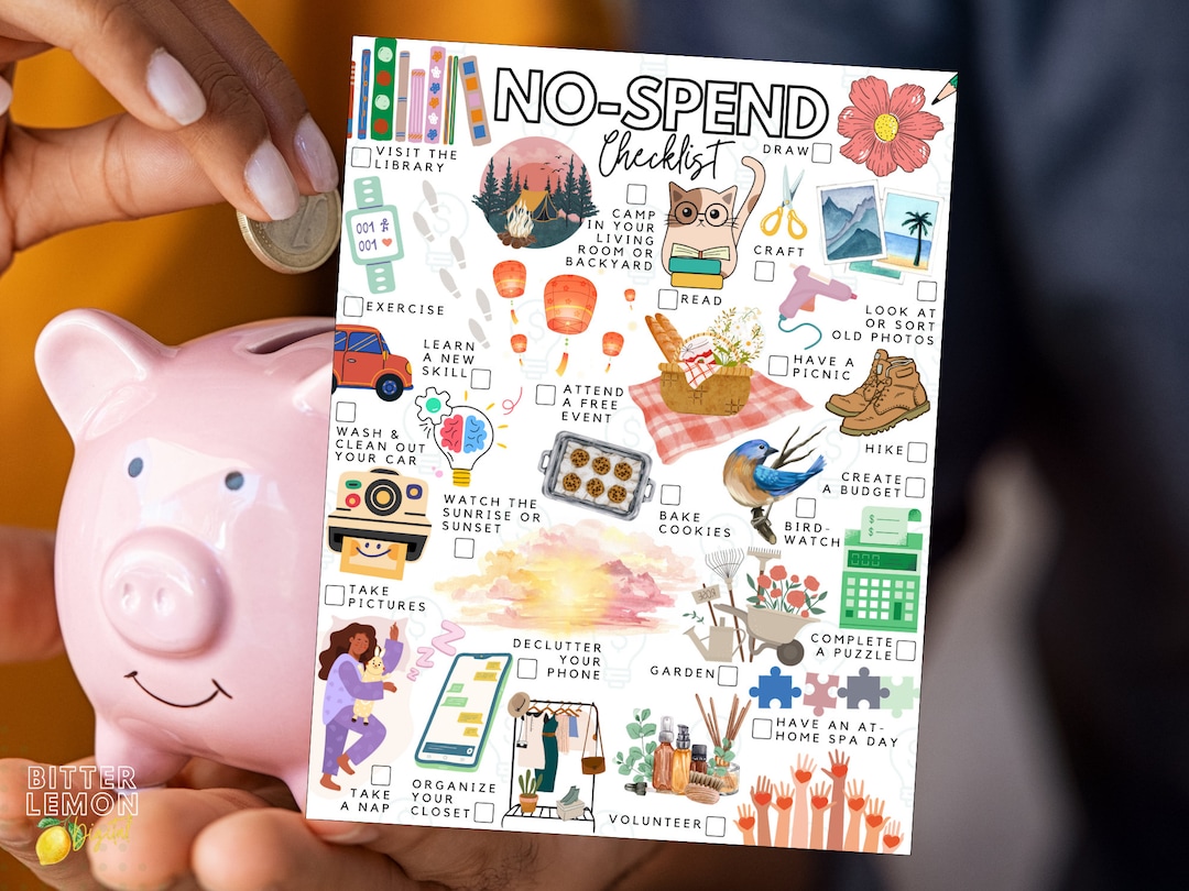 Printable No-spend Checklist | No-spend Challenge To-do List - Etsy