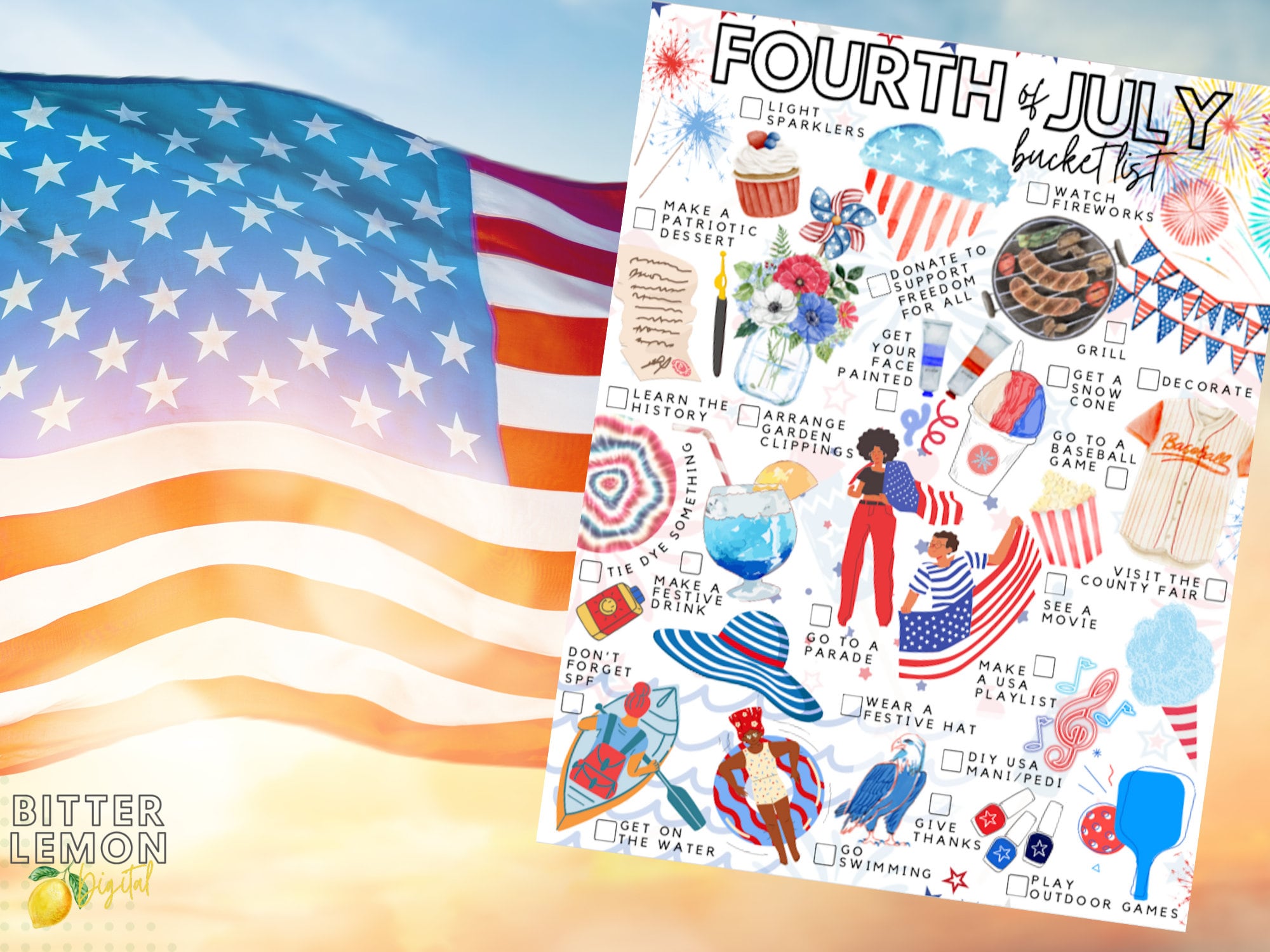 Fourth of July Bucket List: 20+ Festive Activities (PDF Download) - Etsy