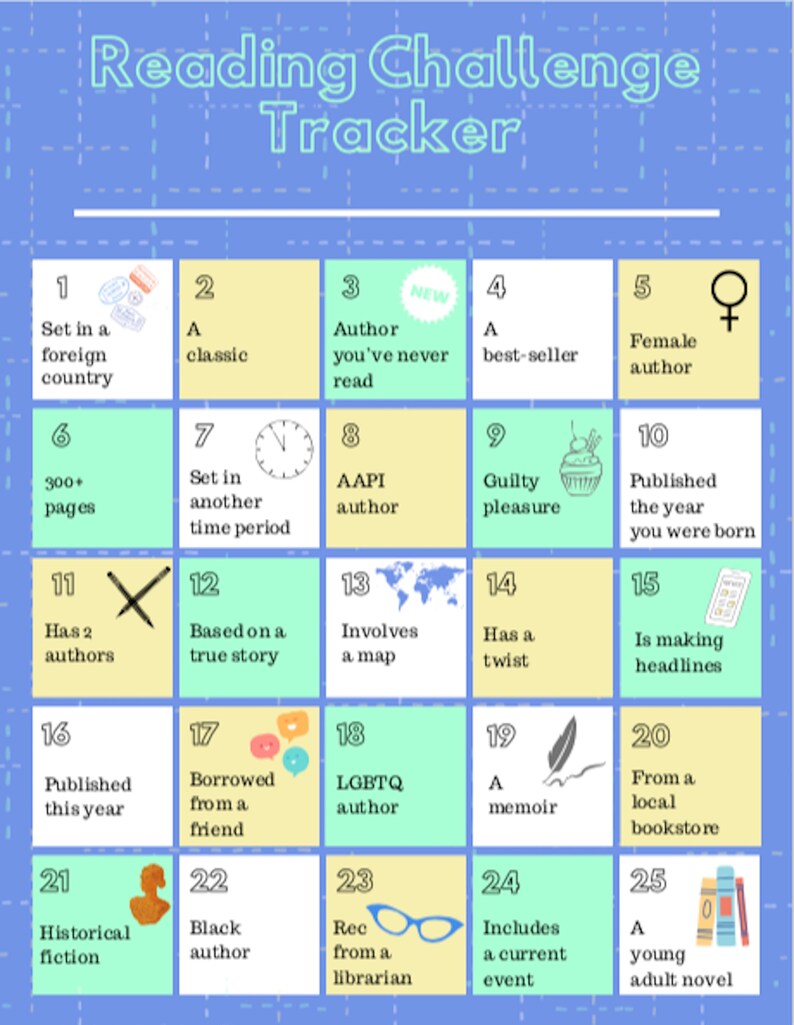 Printable Reading Challenge Tracker 25 Books - Etsy
