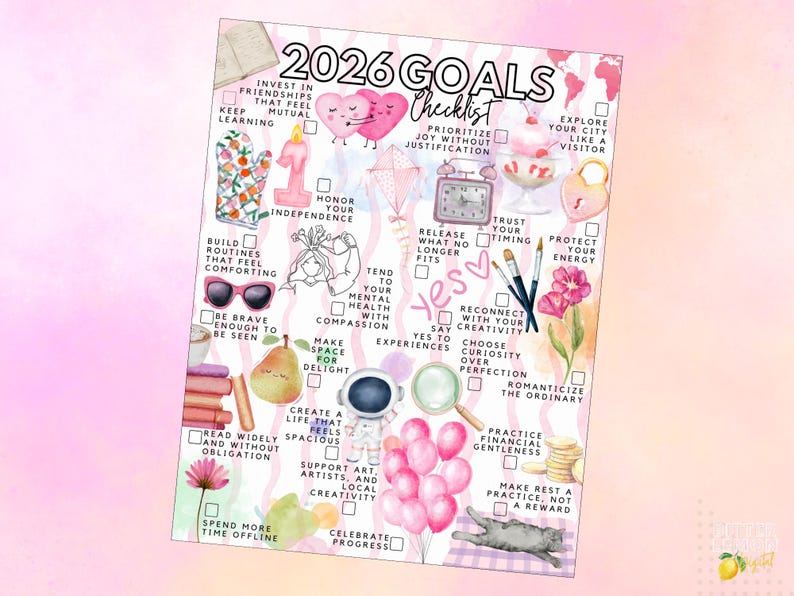 Printable 2026 Goals Checklist | 2026 New Year's Resolutions List - Etsy