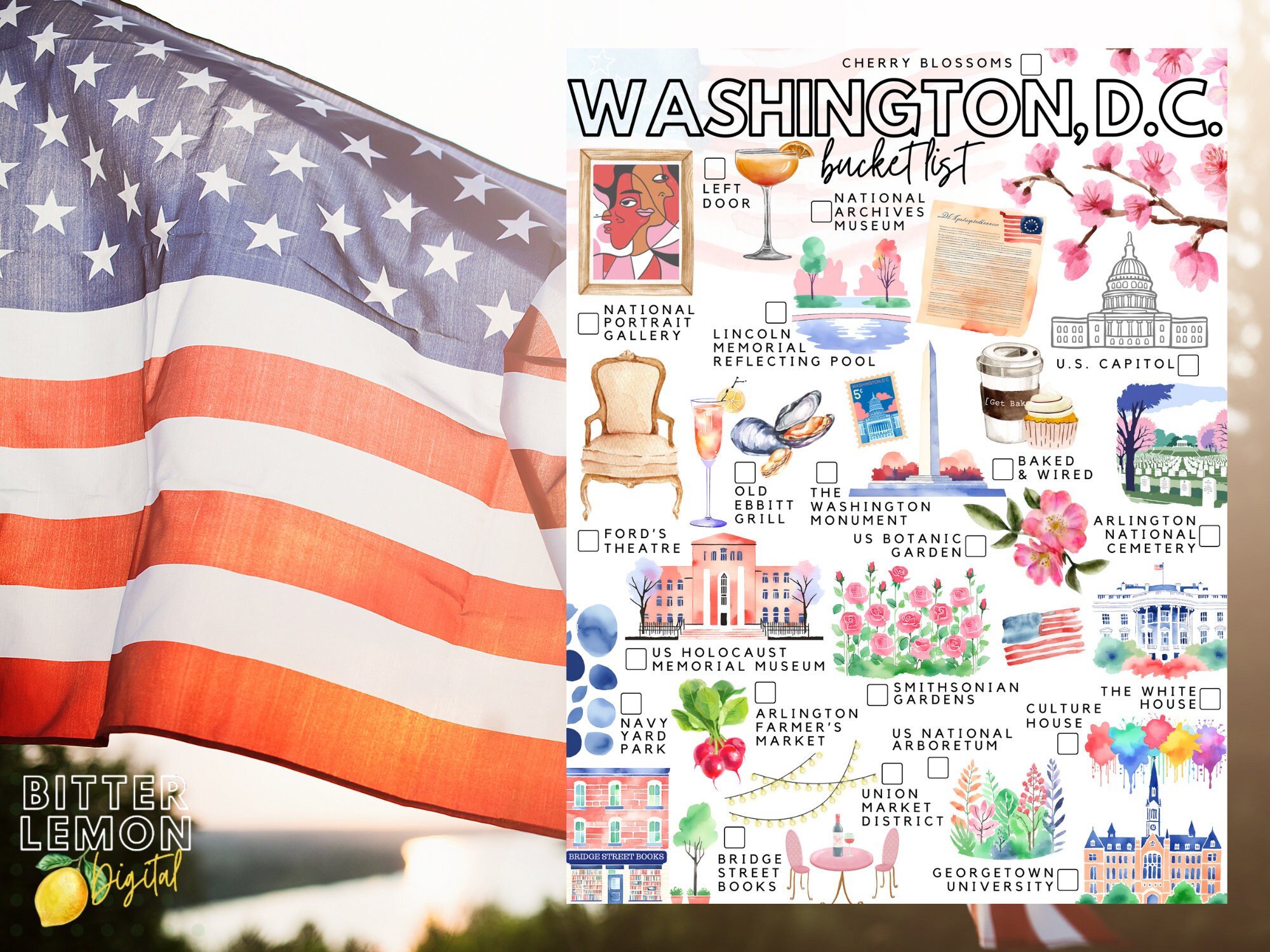 Printable Washington, D.C. Bucket List Washington, D.C. To-do List - Etsy