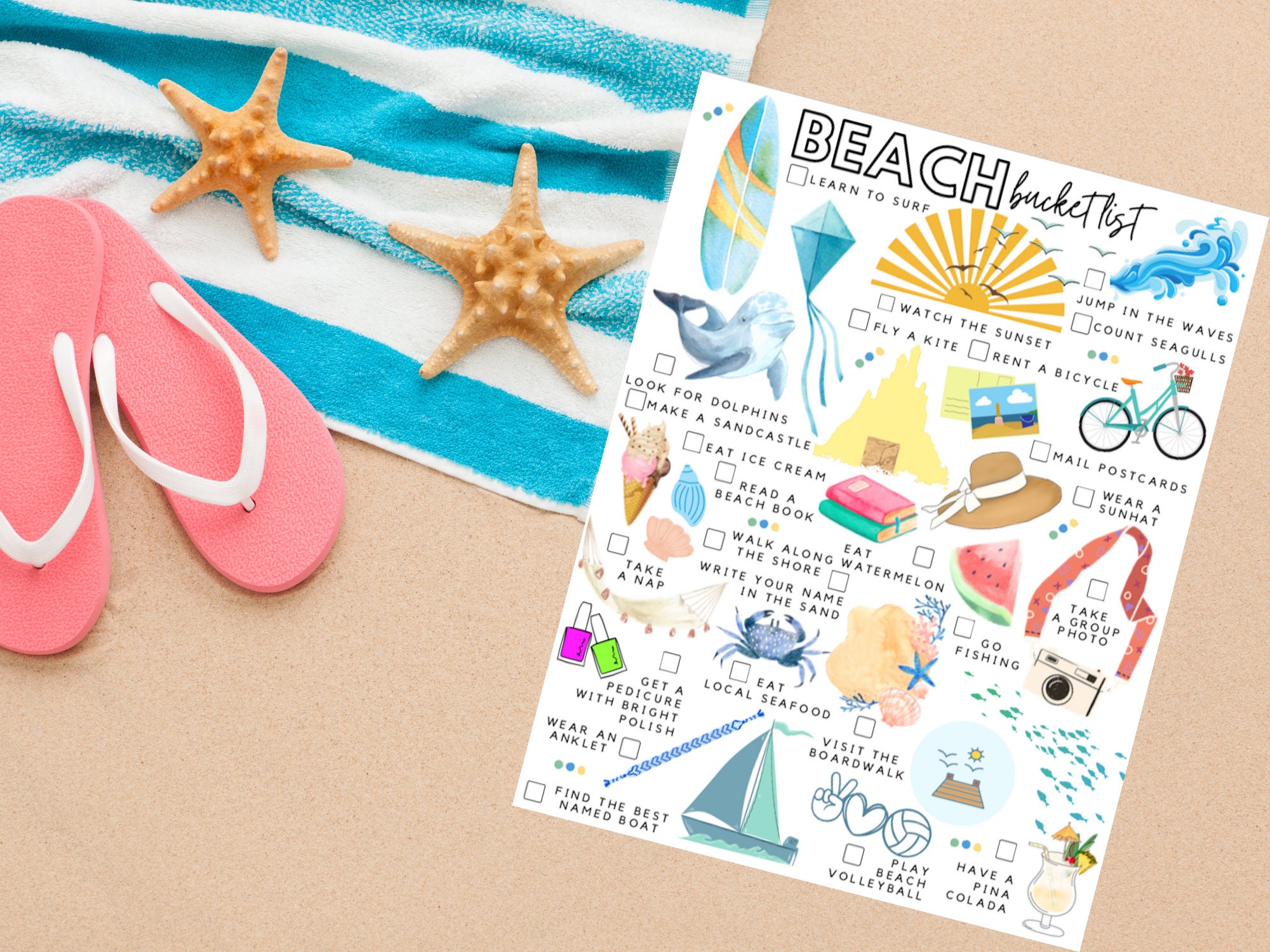 Printable Beach Bucket List Beach To-do List - Etsy