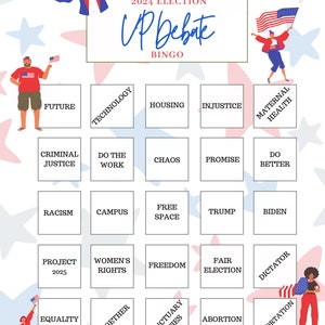 2024 Vice Presidential Debate Printable BINGO Pack of 6 | Election ...