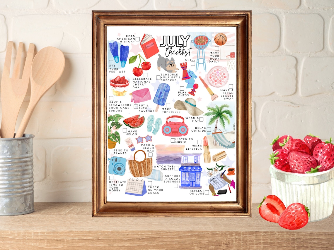 Printable July Checklist | July Bucket List - Etsy