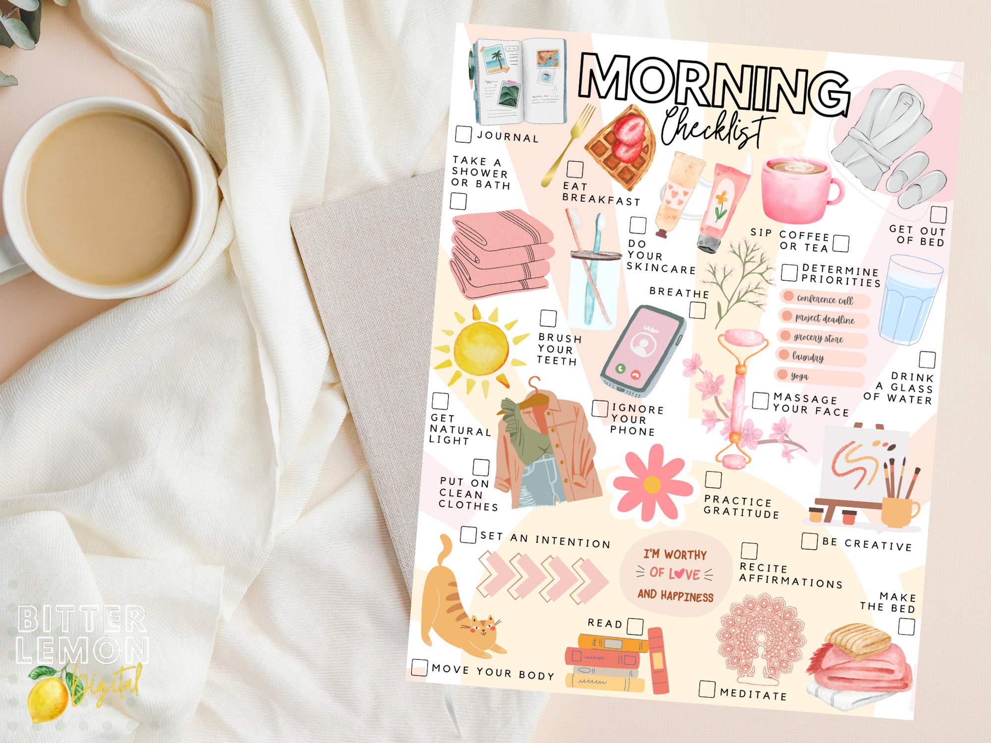 Printable Morning Checklist Morning Routine To-do List - Etsy