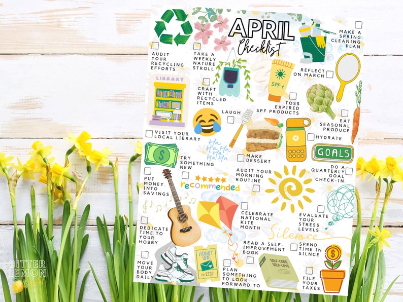 Printable April Checklist | April Bucket List - Etsy